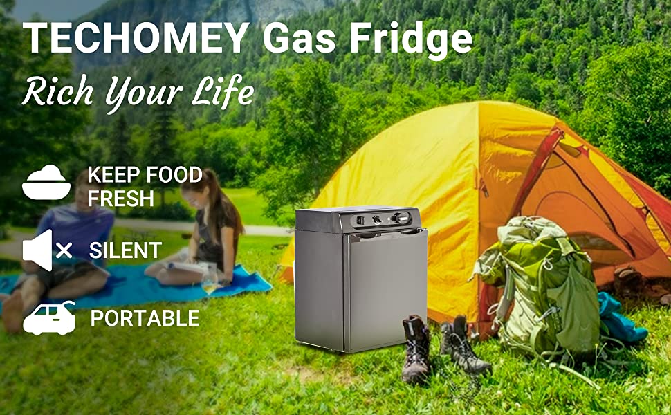 Techomey 3 Way Gas Fridge, 60L 12V/240V/LPG Gas Campervan - Keystone 4