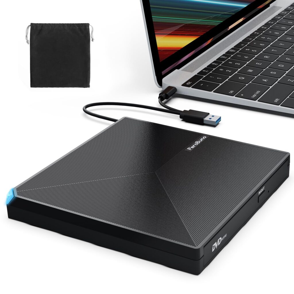 PeroBuno External CD DVD +/-RW Drive USB 3.0 TYPE C Portable - Keystone 4
