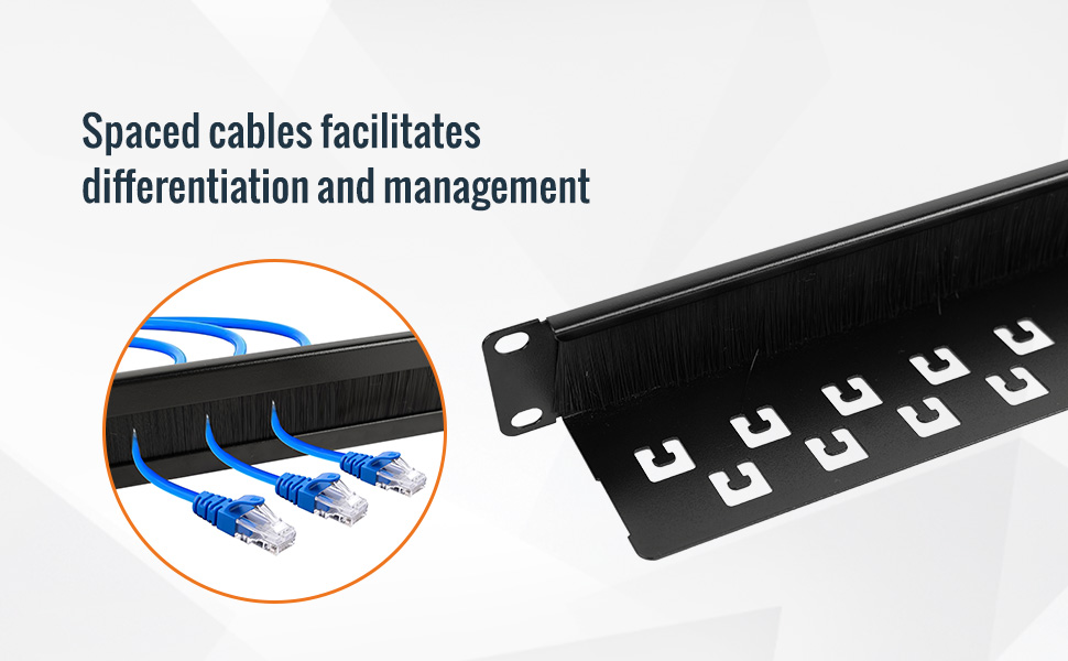Tecmojo 1U Rack Mount Cable Management Panel with Tidy Brush - Keystone 4