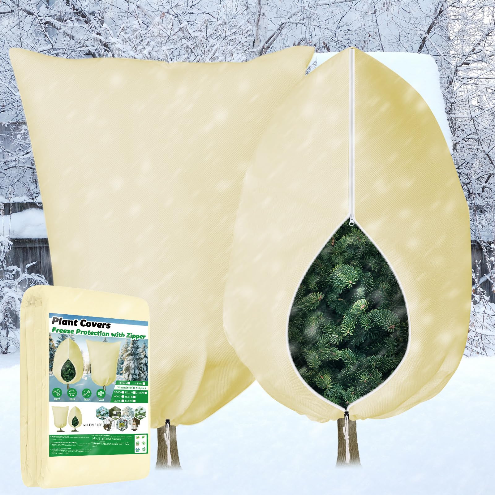 OZMI Plant Fleece Frost Protection, 2 Pack Outdoor Plant - Keystone 4