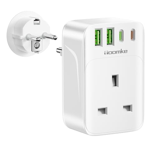 UK to European Plug Adapter with PD 35W USB C Ports Fast - Keystone 4