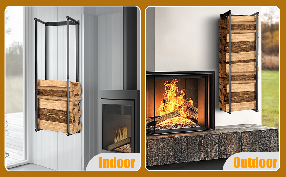 TOBWOLF Firewood Rack Indoor, Wall Mounted Wood Rack - Keystone 4