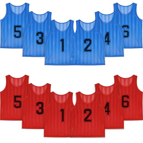 12 Pack Football Bibs, 1-6 Numbered Scrimmage Training - Keystone 4