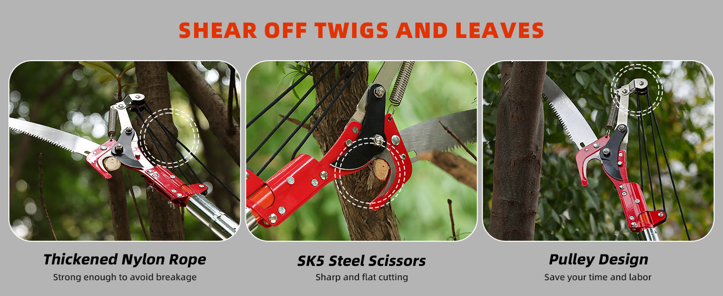 Manual Pole Saw, 2 in 1 Tree Saw & Tree Loppers Long Reach - Keystone 4