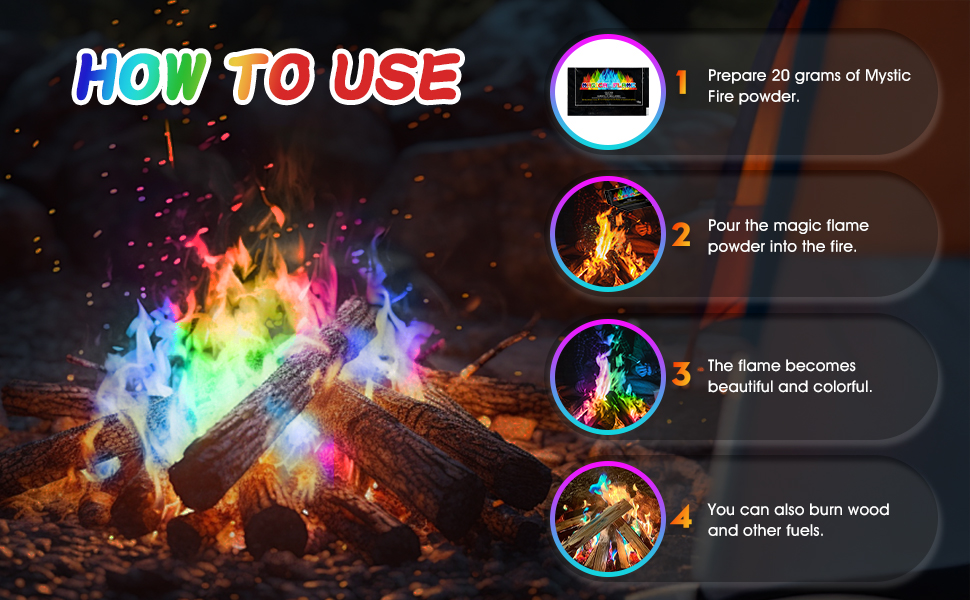 ALLONY Fire Colour Changing Powder, Magical Flames, Mystical - Keystone 4