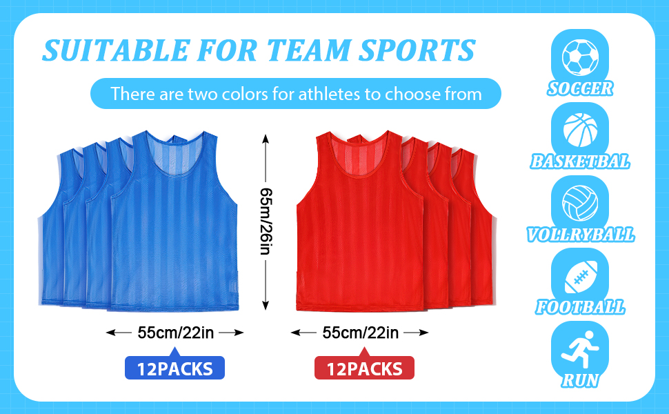 12 Pack Football Bibs, 1-6 Numbered Scrimmage Training - Keystone 4